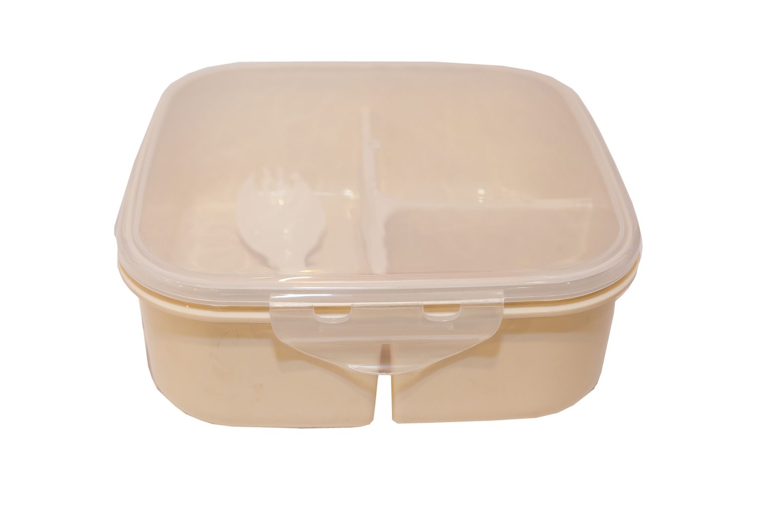 Custom Plastic Lunch Box with Fork (3 Compartments) CE69