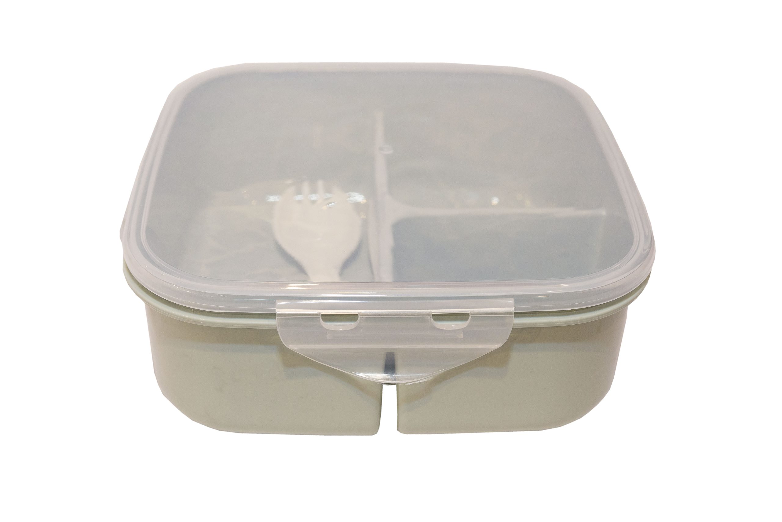 Custom Plastic Lunch Box with Fork (3 Compartments) CE69